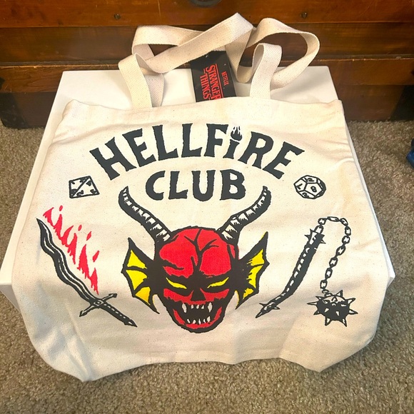 Bags | Stranger Things Hellfire Club Canvas Tote Bag Nwt | Poshmark